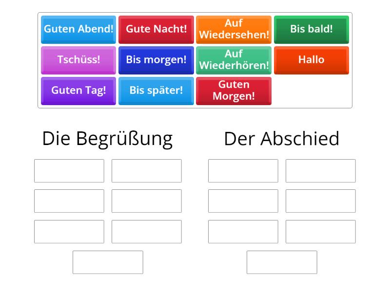 Die Begrüßung /Der Abschied - Group sort