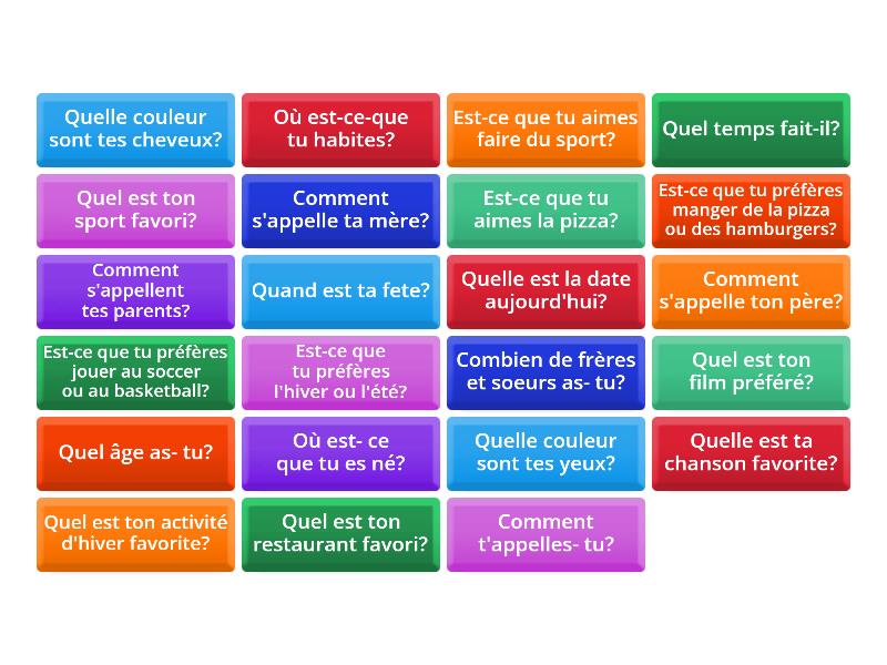 Les phrases utiles-questions - Flip tiles