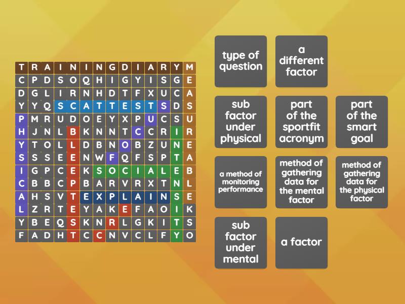 Higher PE Word Search - Wordsearch