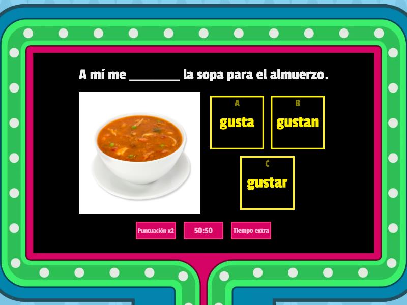 Gustar + nouns - Gameshow quiz