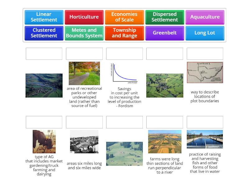 Unit 5 - Agriculture - Settlement Patterns & Survey Methods - Match up