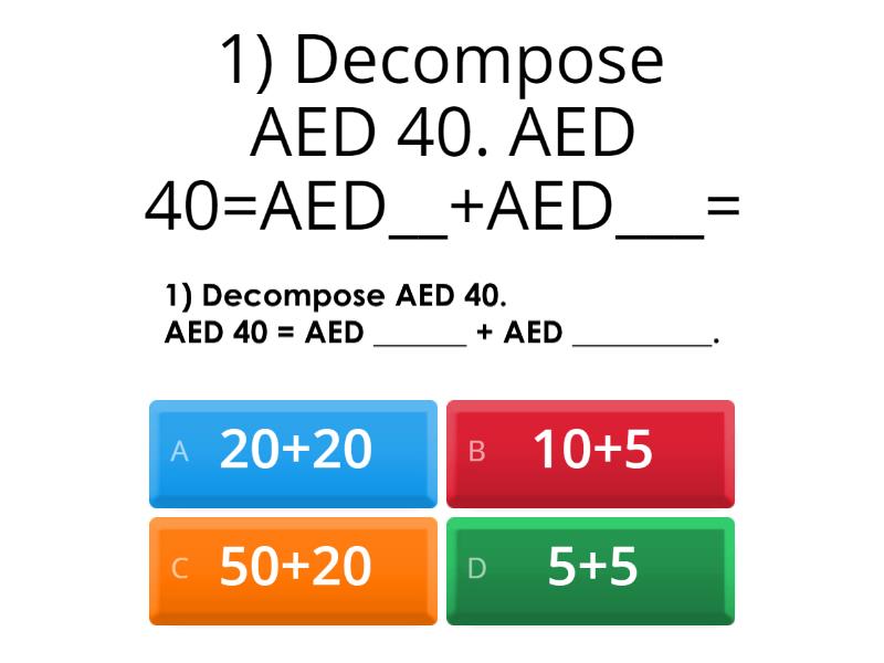 Decomposing Money AFL - Quiz