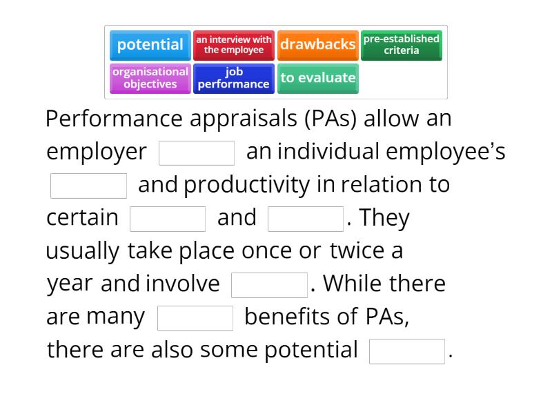 performance text - Complete the sentence