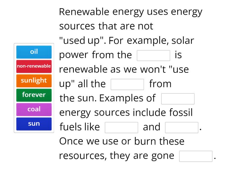What is renewable energy? - Complete the sentence