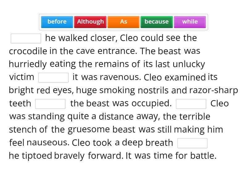 Subordinating Conjunctions Fill in the Blanks - Complete the sentence