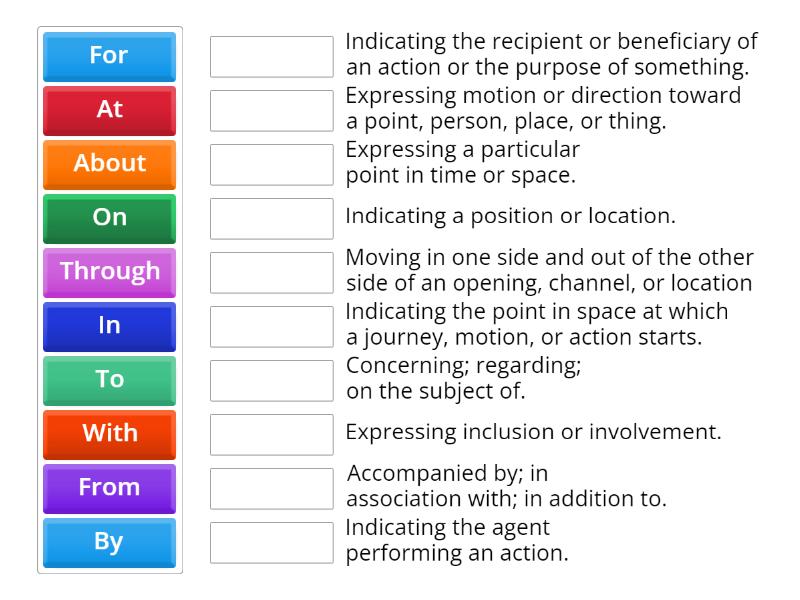 Common email prepositions and their definitions - Une las parejas