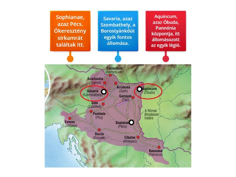 Pannónia városai_térkép - Diagram