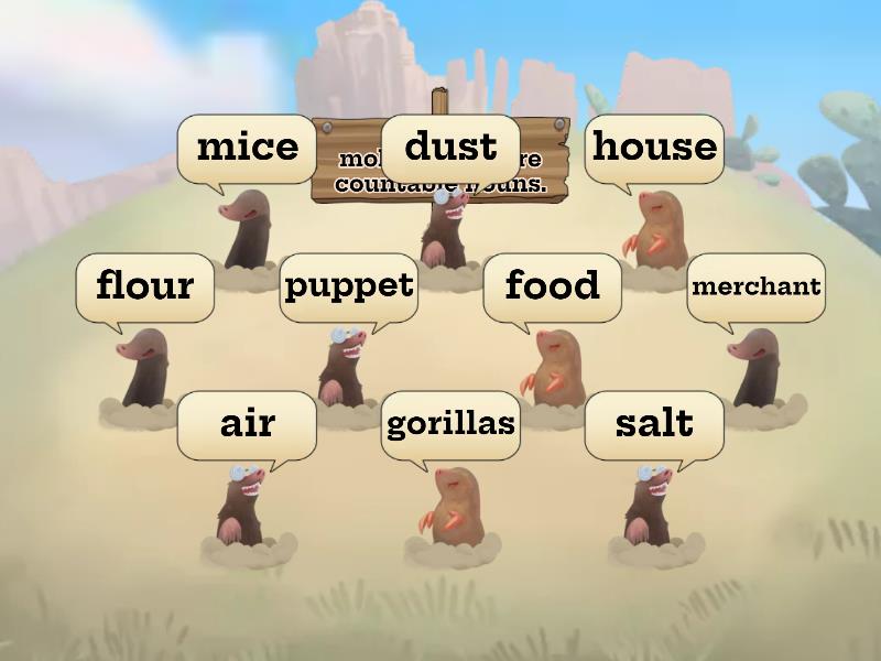 Countable and Uncountable Nouns - Whack-a-mole