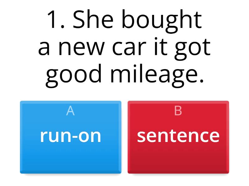 Recognizing Run-On Sentences - Quiz