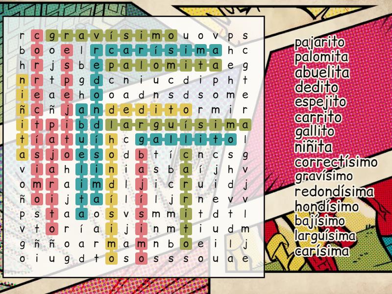 -Sufijos: -ito, -ita, -isimo, -isima - Wordsearch