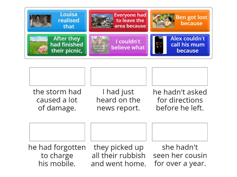Match the sentence halves B1 Past Perfect - Match up