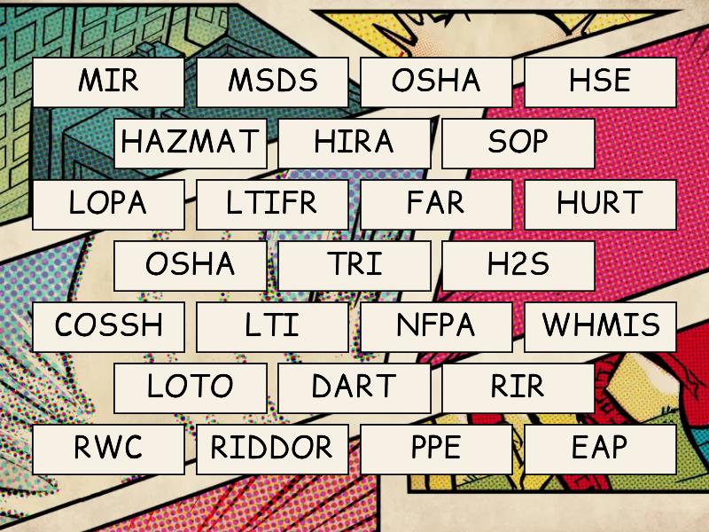 of Safety Acronyms - Flip tiles