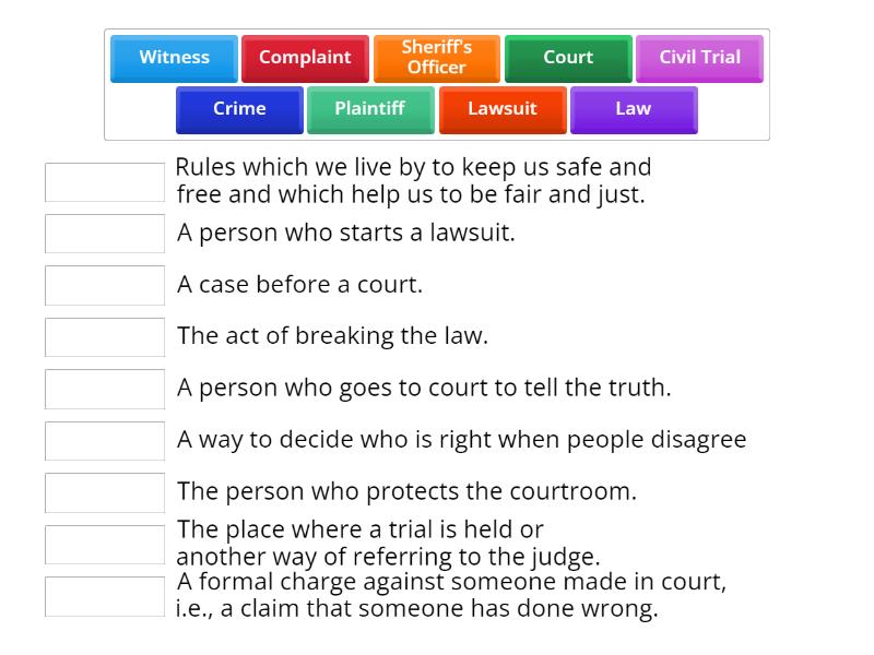 Legal Terms Matching Activity - Match up