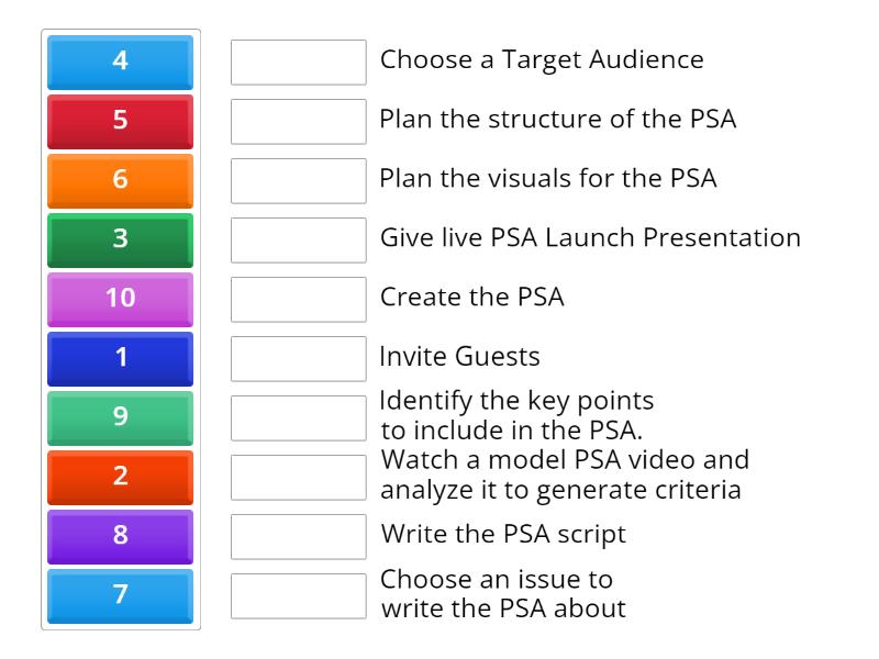 Video PSA Presentation Process Sort - Match up