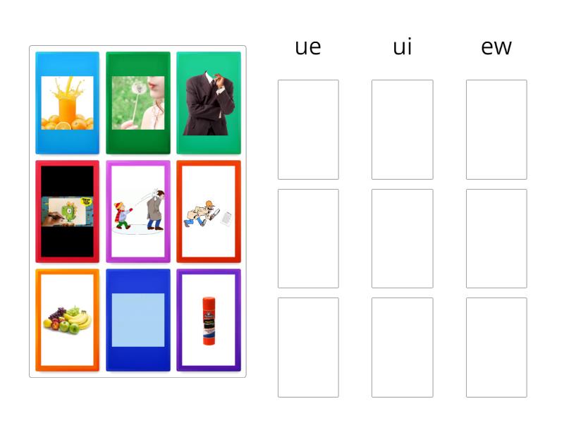 Letterland Unit 25 (ue, ui, ew) - Ordenar por grupo
