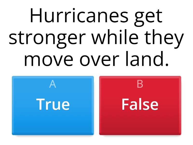 Humidity & Hurricanes True & False - Quiz