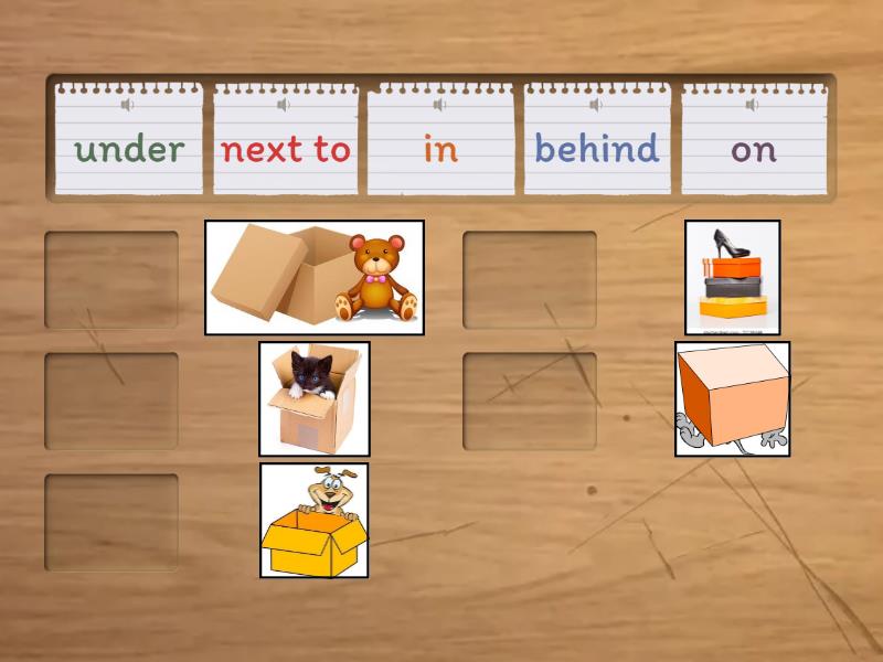 in/on/under/next to/behind - Match up