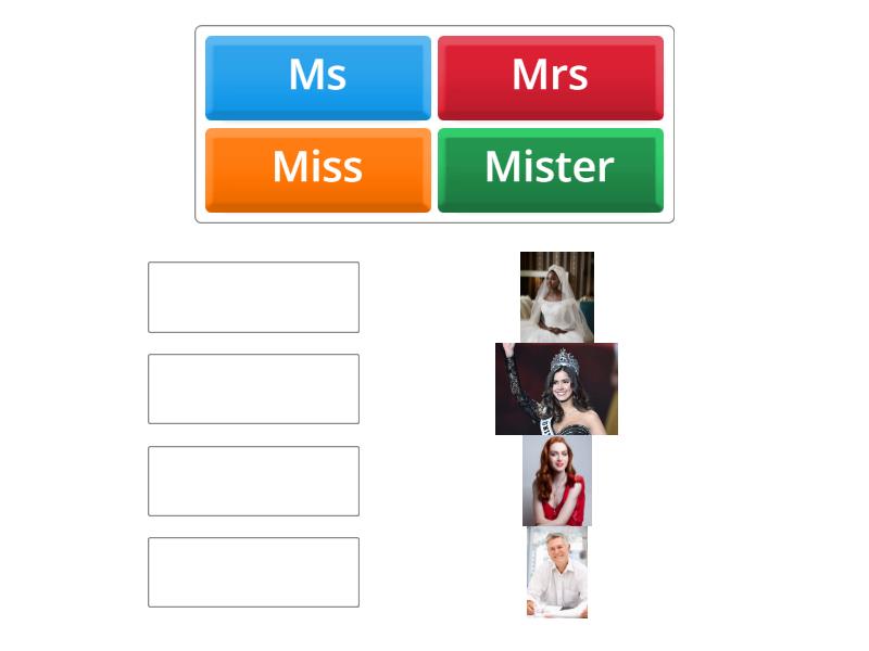 Personal Titles - Mr, Ms, Miss, Mrs - Teacher Isa Catheli - Match up