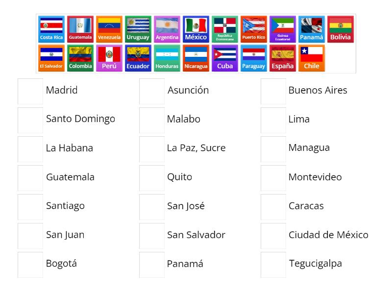 Paises y capitales de los paises hispanohablantes - Match up