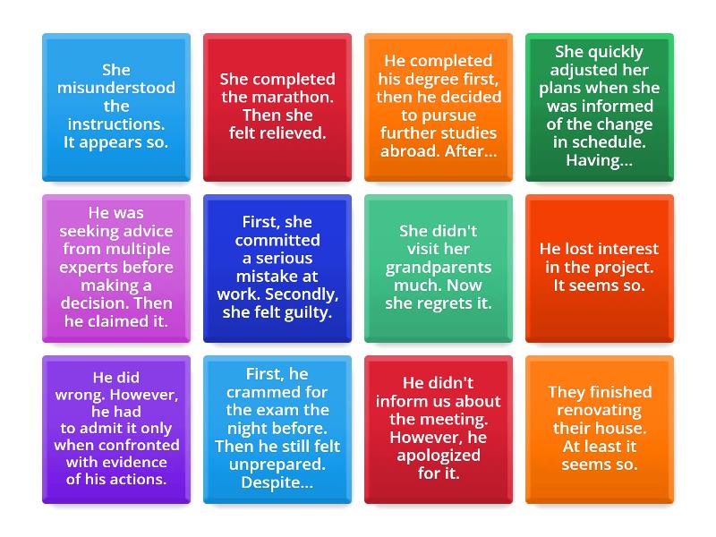 Perfect Gerund & Perfect Infinitive - Flip tiles