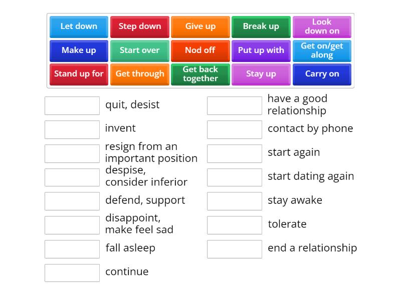 Phrasal verbs - video - Match up