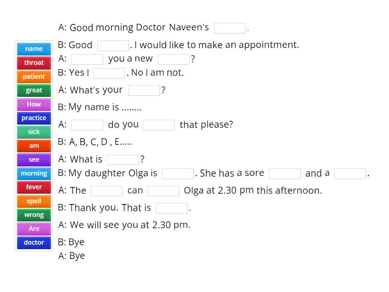 At the doctor - Complete the sentence