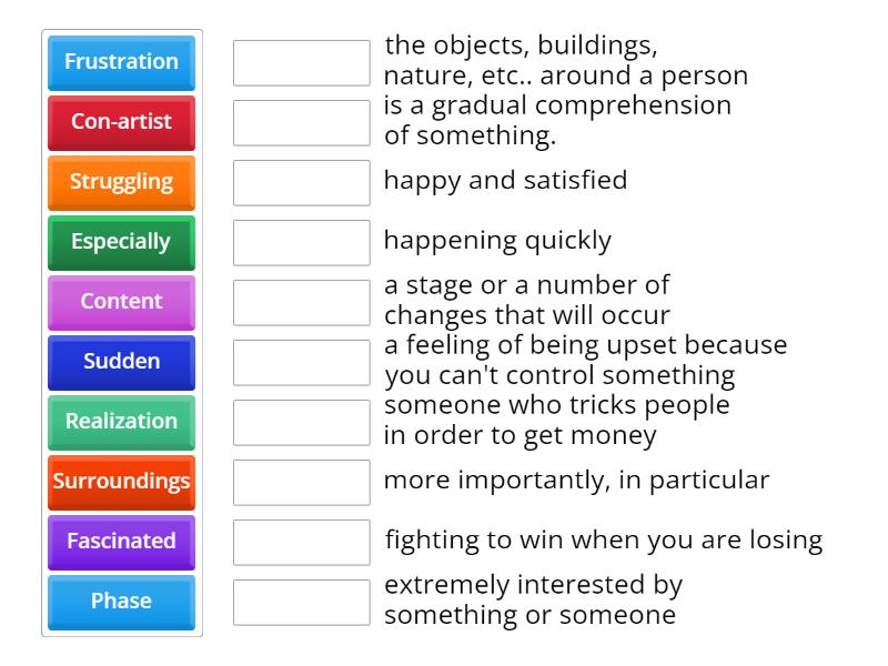 Culture shock vocabulary - Match up