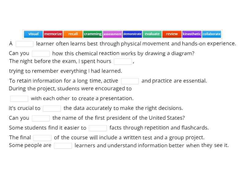 Discover your learning style - Complete the sentence Discover your learning style - Complete the sentence