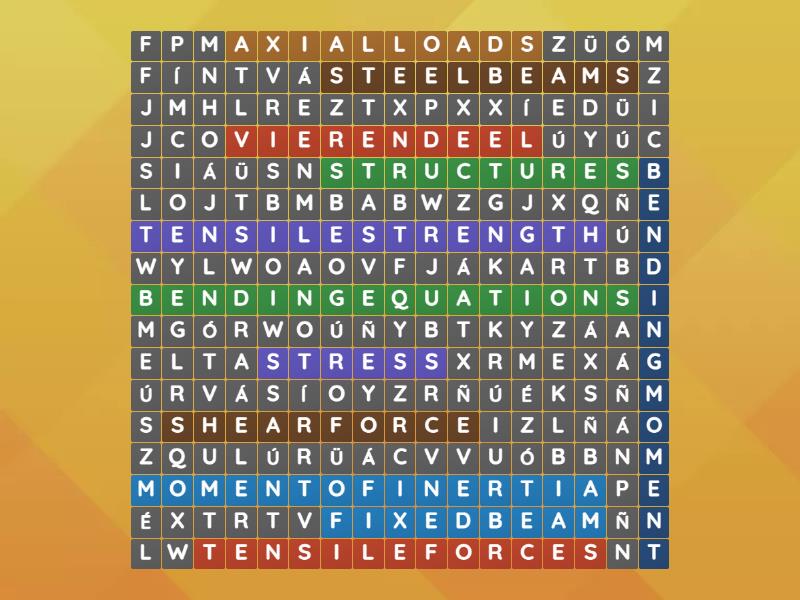 Exploring Bending in Beams - Wordsearch