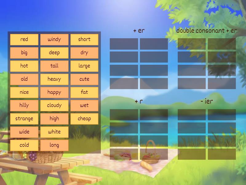 Short comparatives - sorting into groups - Group sort