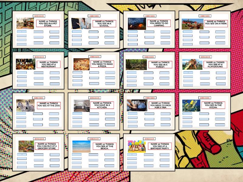 Name 10 things - Flip tiles