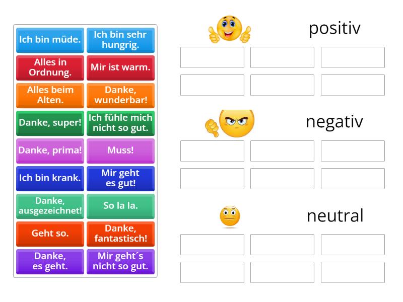 Wie geht es Ihnen? Wie geht es dir? - Group sort