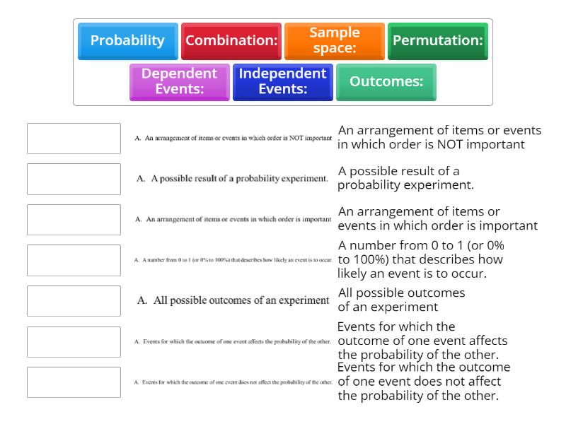 Probability Vocabulary - Match up
