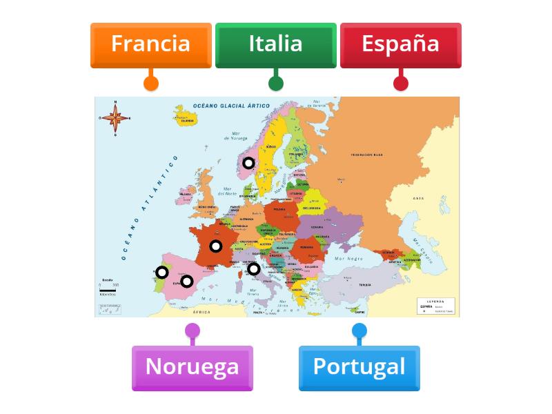 5 paises de Europa - Labelled diagram