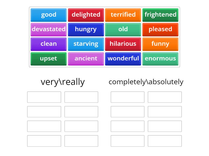 Gradable and Ungradable Adjectives - Columns - Group sort