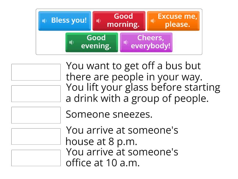 Conversations 1: Greetings and wishes - Match up
