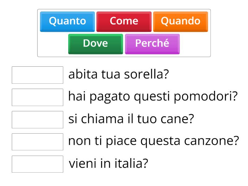 Avverbi interrogativi - Match up