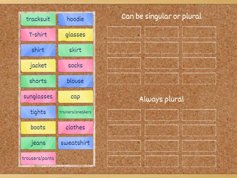 Clothes: singular or plural? - Group sort