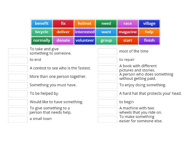 Unit 4.1 - Vocabulary Review - Match up