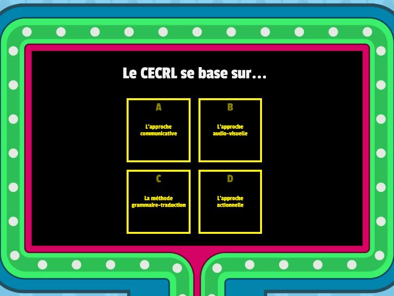 Notions de l'approche actionnelle - Gameshow quiz