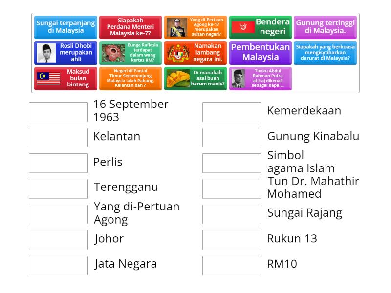 KUIZ SEJARAH MALAYSIA - Match up