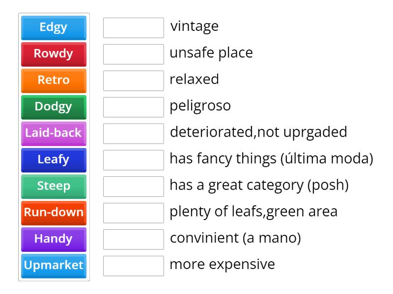 UNIT 10 reading vocabulary - Match up