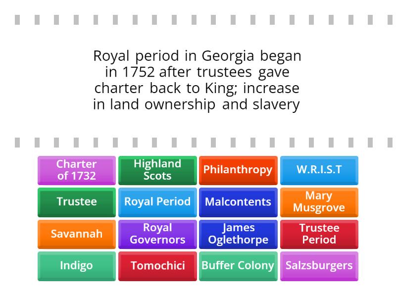 SS8H2 Colonial Georgia lewis - Find the match