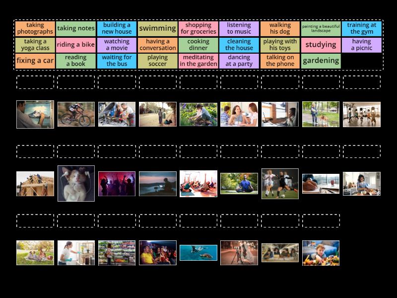 Common activities using present continuous - Match up