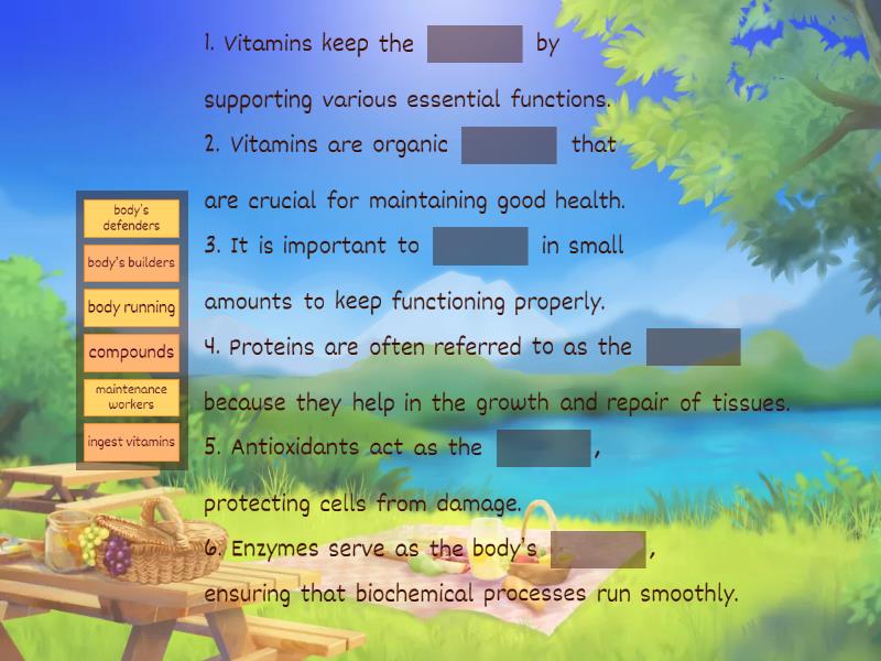 Fill the gaps vitamins - Complete the sentence
