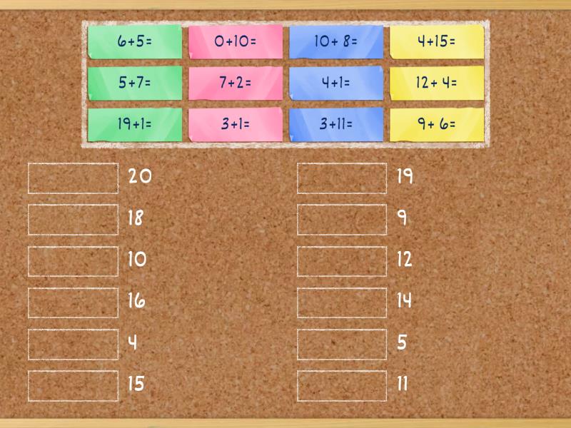 Additions. Count and practice the numbers - Match up