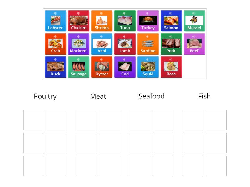 Types of meat - Group sort