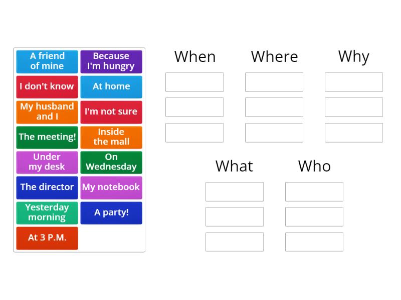 Wh Questions association - Group sort