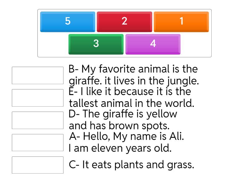 My favorite animal paragraph - Match up