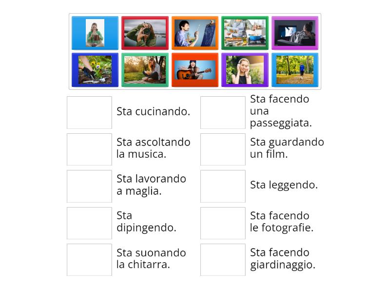 gli hobby: sta + gerundio - Match up